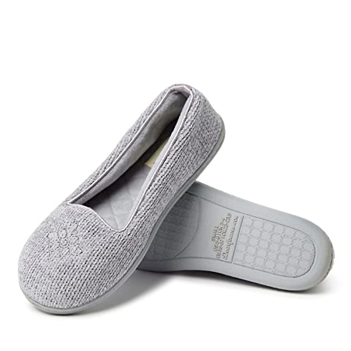 Dearfoams Women's Rebecca Lightweight Cozy Memory Foam Closed Back Slipper with Wide Widths, Sleet Chenille, 9-10