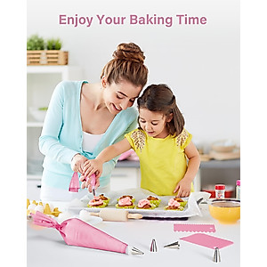 Kootek 32-Piece Piping Bags and Tips Set with 24 Icing Piping Tips, 2 Reusable Pastry Bags 12 Inch, Reusable Piping Icing Bags and Tips, Cake Decorating Kit for Frosting Cookie, Cupcake