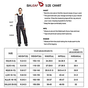 BALEAF Women's Insulated Waterproof Ski Bib Overalls Snow Windproof Snowboarding Pant Grey Size 2XL