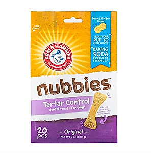 Arm & Hammer for Pets Nubbies Dental Treats for Dogs | Dental Chews Fight Bad Breath, Plaque & Tartar Without Brushing | Peanut Butter Flavor, 20 Count
