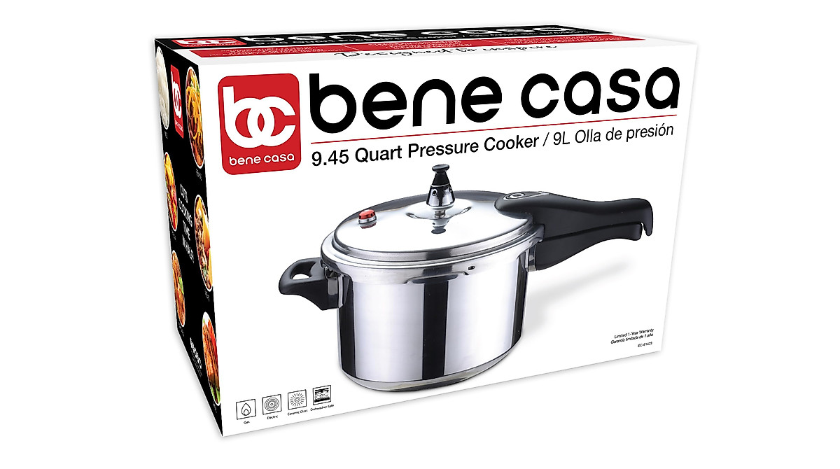 Bene Casa 9.45 Qt Aluminum Pressure Cooker - Fast & Safe