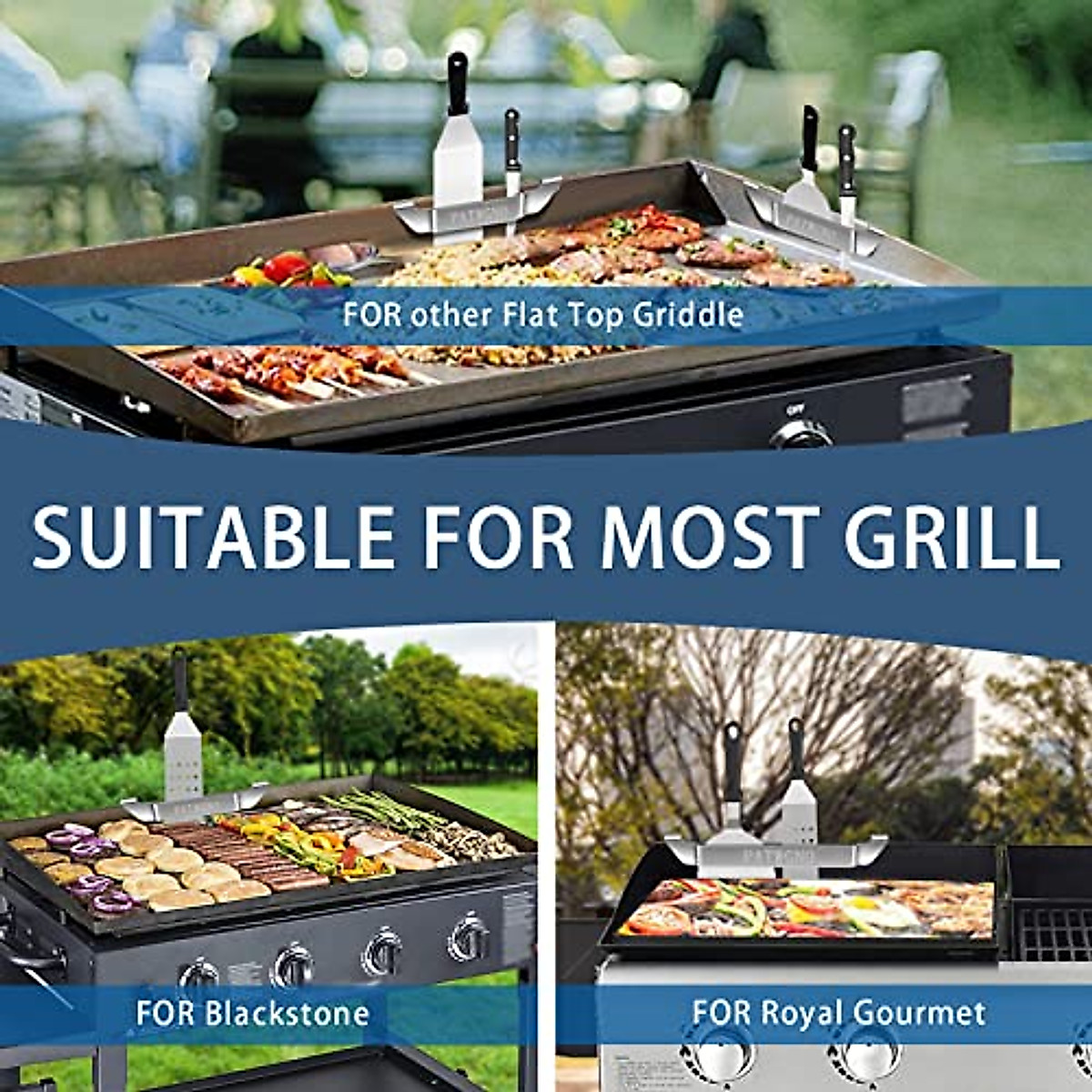 2.0 Upgraded Stainless Steel Griddle Spatula Holder, Barbecue Spatula Rack with 2 Screws, Spatula Holder for Blackstone Camp Chef Flat Top Griddle and Other Grill Griddles Accessories ( 1PC)