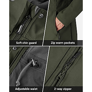 Outdoor Ventures Women's Lightweight Waterproof Fleece Lined Hooded Softshell Rain Jacket, Warm Windbreaker Long Coat