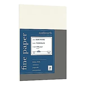 Southworth® Techweave Multi-Use Printer & Copy Paper, Bare White, Letter (8.5" x 11"), 50 Sheets Per Pack, 32 Lb, 96 Brightness