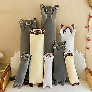 chilsoby Long Cat Plush Body Pillow, 43.3 inch Cartoon Stuffed Animals Cat Plushie, Soft Cat Plush Throw Pillow Cute Kitten Plush Doll Toy Gift for Kids Girls Girfriend