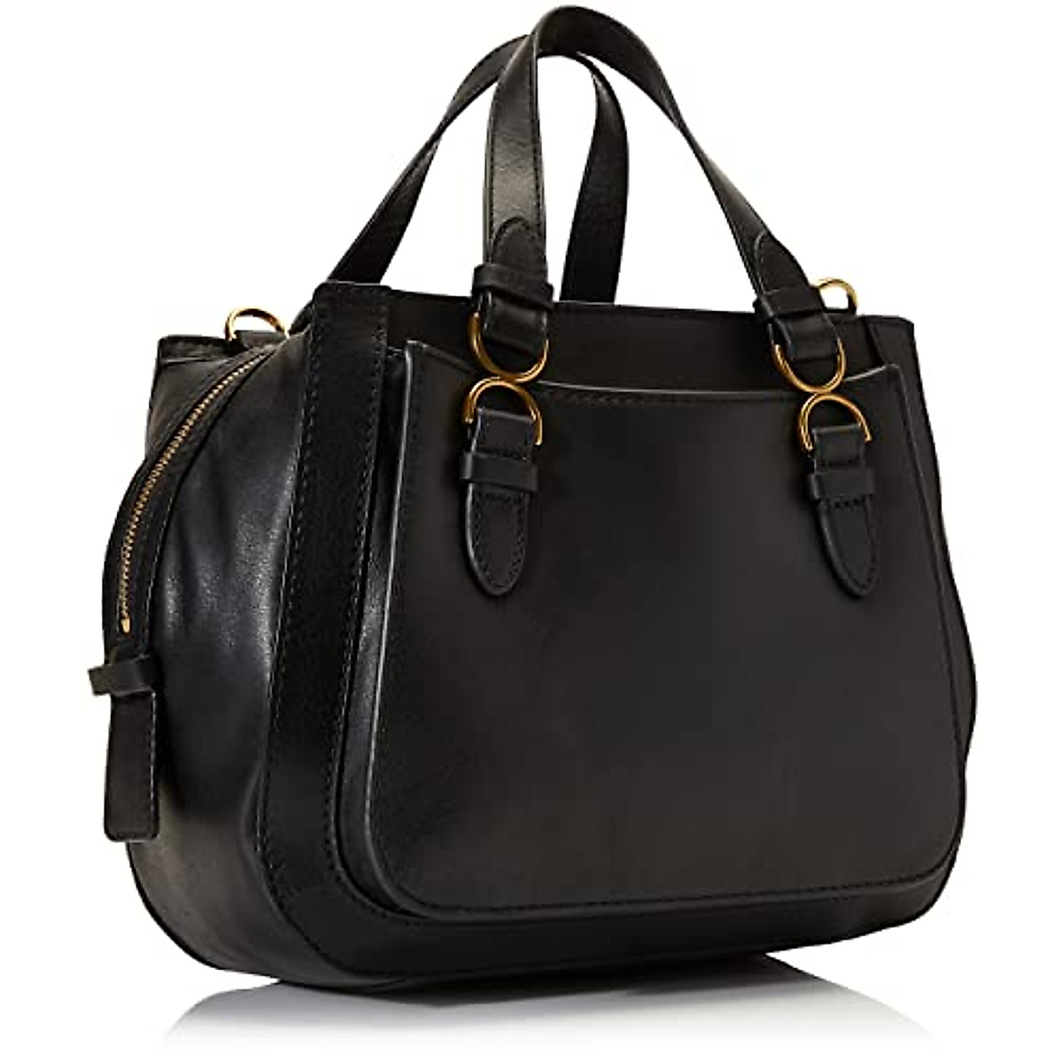 Fossil Women's Brooke Leather Satchel Purse Handbag, Black
