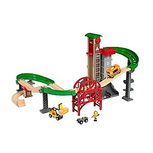 BRIO World 33887 Lift & Load Warehouse Set | 32 Piece Kids Train Toy Set with Wooden Tracks and Accessories | Interactive Design | FSC Certified Wood | for Ages 3 and Up