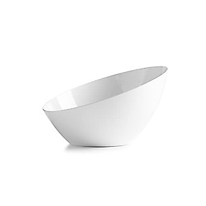 Disposable Angled Plastic Serving Bowls Small White Plastic Candy Bowls for Weddings, Buffet, Offices, Disposable Hard Plastic Small Angled Bowls for Party's, Salads, Snacks and Fruit Bowl 5 Pack