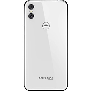 Moto One with Android One (64 GB) 5.9" Max Vision HD+, NFC, Dual Rear Camera, Dual SIM GSM Unlocked Smartphone (International Version) (White, 64GB + 64GB SD Bundle)