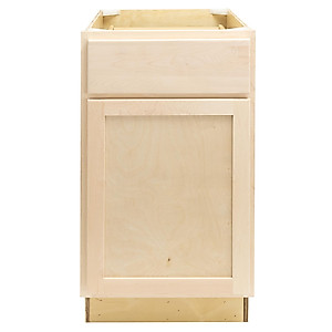 Quicklock RTA (Ready-to-Assemble) | Base Kitchen Cabinets - Shaker Style | Plywood Box Construction | Made in America (Raw Maple, 18" Wx34.5 Hx24 D Waste Basket Base)