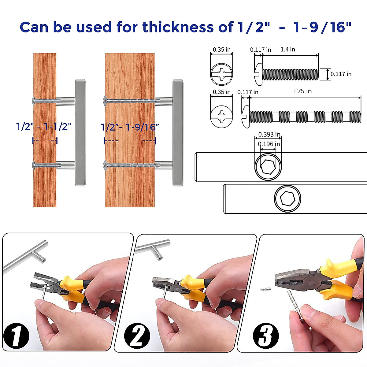Ravinte 10 Pack 3 Inch Cabinet Pulls Brushed Nickel Sqaure Kitchen Cabinet Handles Silver Cabinet Hardware Stainless Steel Drawer Pulls 5 Inch Overall Length with Mounting Template