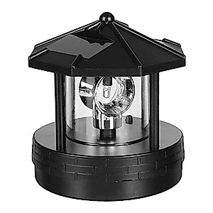 Enajucy 6x7inch Solar Lighthouse Rotating Light - 360 Degree Light Houses LED Lamp for Yard, IP65 Waterproof Durable Lamps Towers Lights for Outdoor Garden Pathway Patio (Black -Large - Style A)