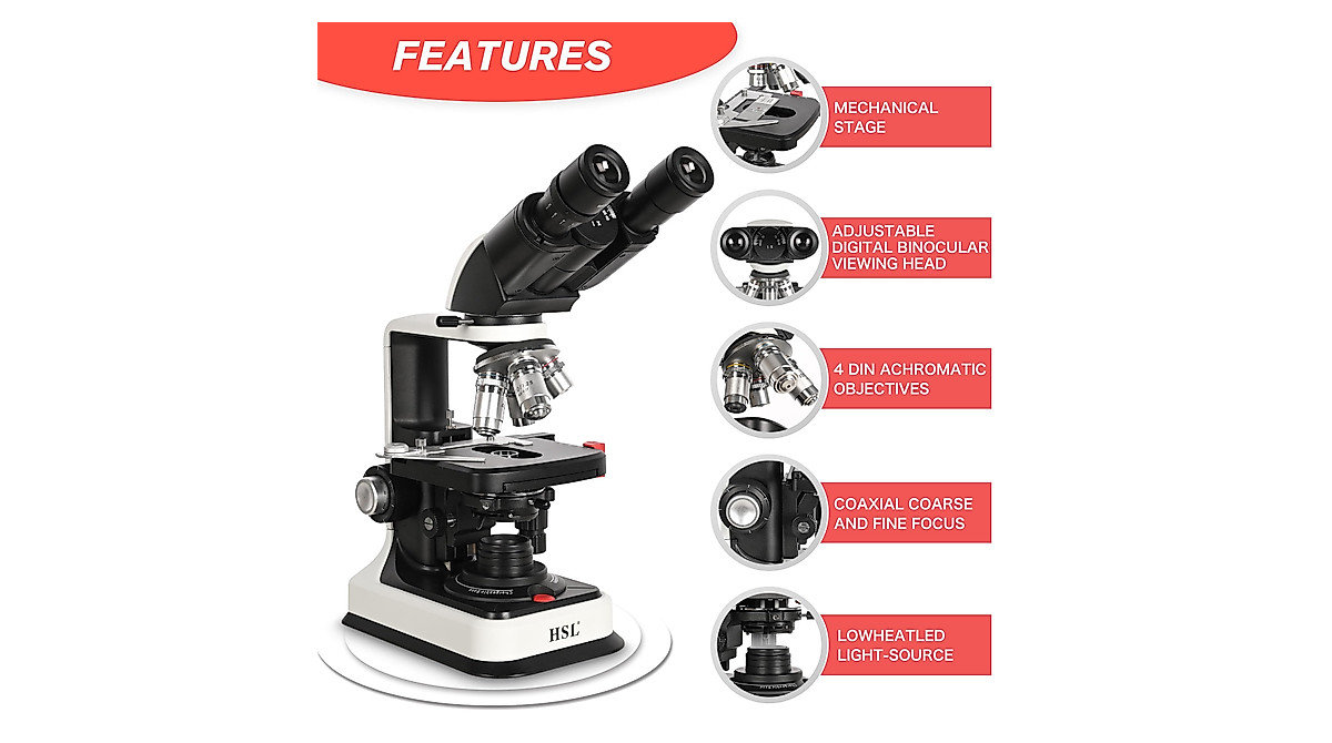 HSL 40X-2500X Compound Microscope - Professional & Versatile