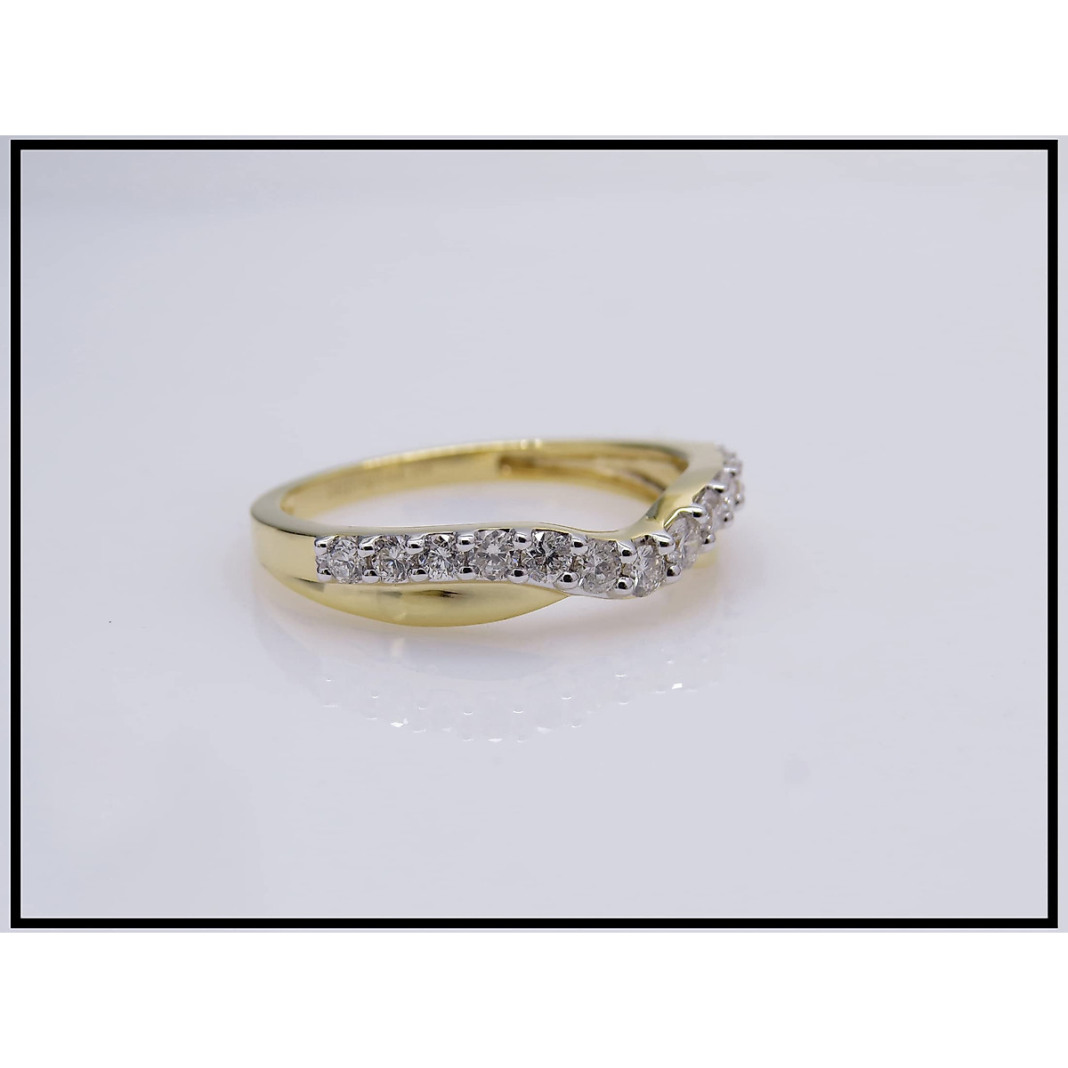 Dazzlingrock Collection 0.55 Carat (Cttw) Round White Diamond Contour Wedding Band for Women in 10K Yellow Gold, Size 8