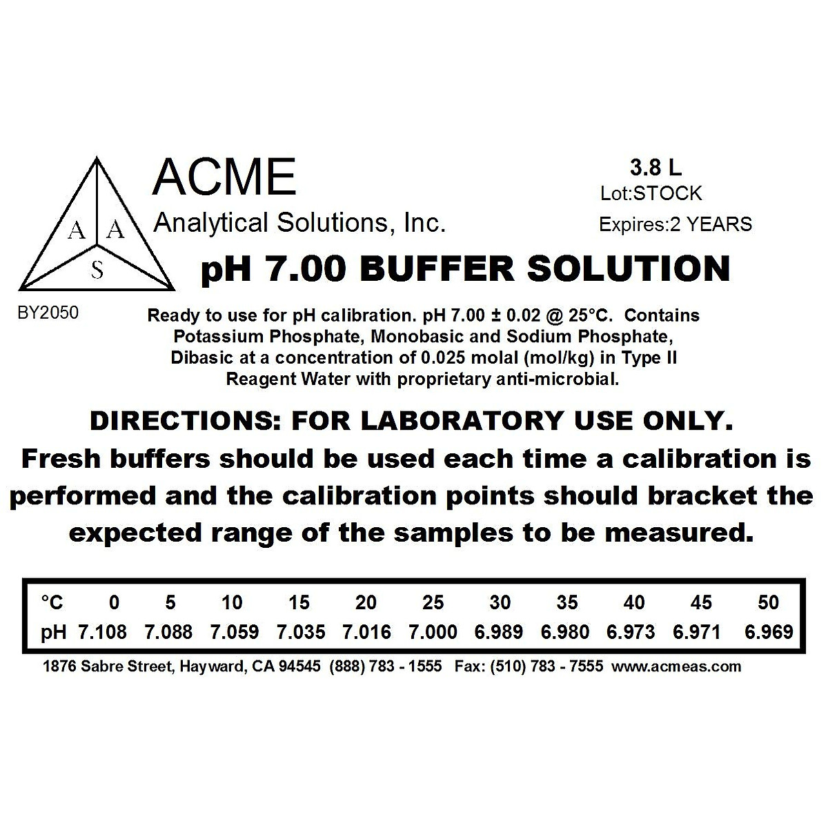 Acme Analytical Solutions pH 7 Buffer Solution, pH Calibration Solution, 2 Gallons, pH Meter Calibration Solution, NIST Traceable Reference Standard, Designed for All pH Meters, 4 x 3.8 Liters