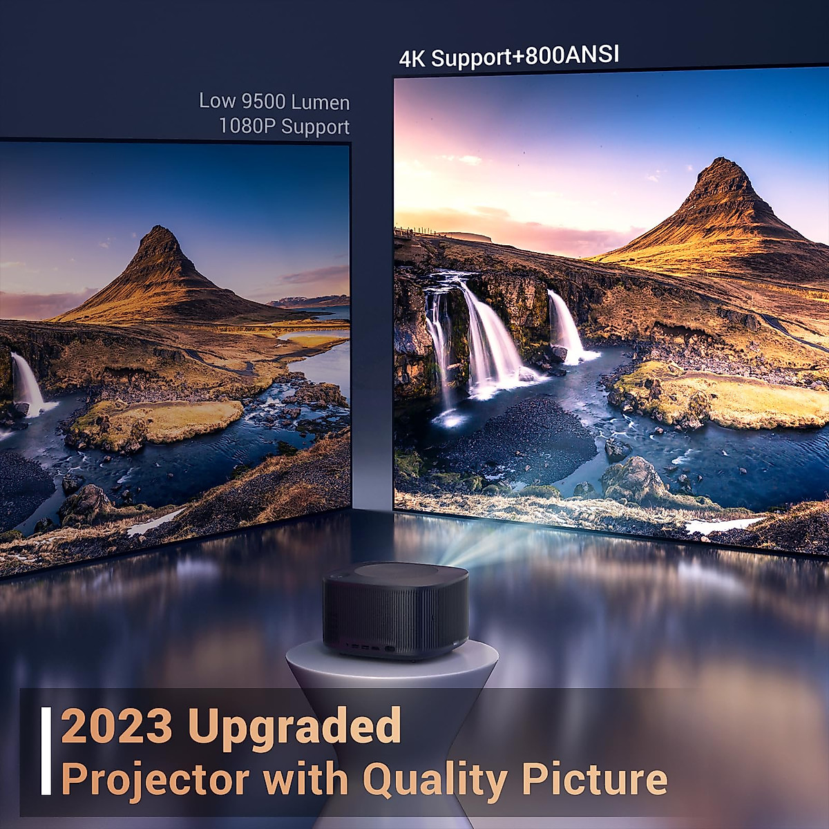 HAPPRUN 4K Projector, [Auto Focus/Keystone] Android TV Projector with WiFi and Bluetooth, Netflix/YouTube/Prime Video Officially-Licensed, Native 1080P 800ANSI Movie Projector Dolby Audio Home Theater