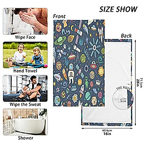 Kigai 2 Piece Outer Space Hand Towels for Bath Decorative, Pure Cotton Guest Towels Fingertip Towels for Bathroom Spa Gym,16 x 28 inch
