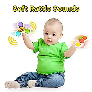 3PCS Suction Cup Pop up Fidget Spinner Toys for 1 2 Year Old Boys and Girls Baby 12-18 Months|1st Birthday Gifts Sensory Bath Toys for Toddler 1-3