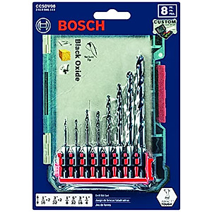 Bosch CCSDV08 Impact Tough Black Oxide Drill Bits with Clip for Custom Case System