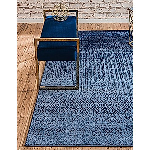Unique Loom Del Mar Collection Area Rug-Transitional Inspired with Modern Contemporary Design, Rectangular 5' 1" x 8' 0", Blue/Navy Blue