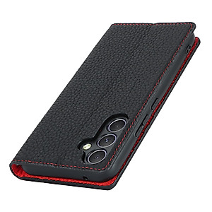 Ｈａｖａｙａ for Samsung Galaxy S23 FE Case Genuine Leather Samsung S23 FE wallet case with Card Holder for men flip folio phone cover with credit card slots for women-Black