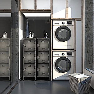 Yizosh Metal Locker with 3 Lockable Doors, Industrial Steel Storage Lockers for Employees - 47.3" Locker Storage Cabinets for School, Gym, Home, Office, Garage