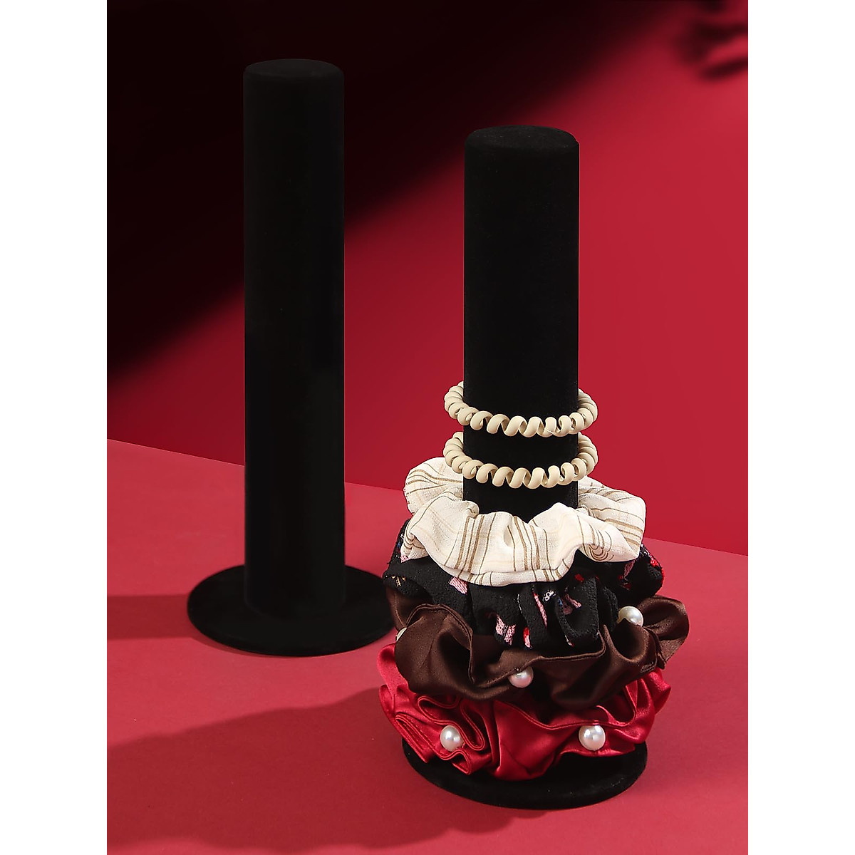 Coward 2pcs Scrunchie Headband Holder Stand, Hair Tie Organizer Holder,Hair Accessories Bracelet Bangle Organizer for Kid Teen Girl Woman (Black Velvet)