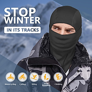 Black Ski Mask for Men Women Balaclava Face Mask Men Balaclava Ski Masks Beanie Full Face Mask Neck Gaiter Face Mask Winter Ski Gear Hat Fleece Balaclava Hood Neck Warmer Gator Ski Face Cover Covering