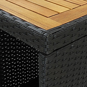 AJSEOYBS Bar Table,Bar Height Pub Table, Rectangle High Top Kitchen & Dining Tables,Indoor use,Bar Table with Storage Rack Black 47.2"x23.6"x43.3" Poly Rattan