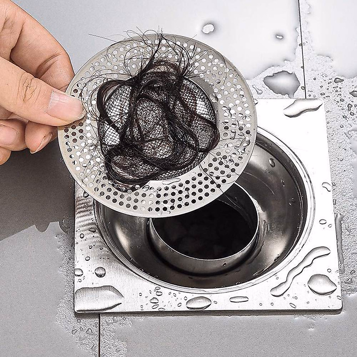 2pcs Kitchen Sink Strainer,Stainless Steel Drain Filter Strainer with Lid,4.45" Large Wide Rim Anti Clogging Mesh Drain Strainer,Drain Cove r for Most Bathroom Kitchen Sinks Drain