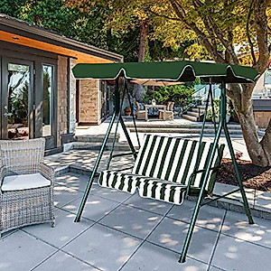 Tangkula 2-Person Patio Swing, Outdoor Yard Swing with Canopy & Cushion, Weather Resistant Steel Lounge Swing Chair for Porch, Backyard, Garden, Balcony (Green)