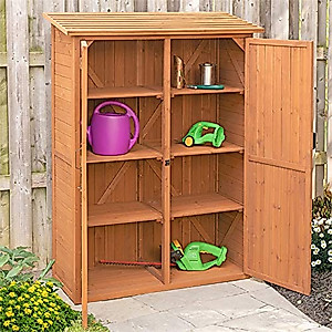 Leisure Season MCS5137 Multi Compartment Storage Cabinet - Brown - Indoor and Outdoor Shed for Garden, Patio, Shed, Backyard, Front Porch, Garage - Tool Organizer and Furniture with Shelves, Cabinets