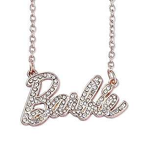 Barbie Crystal Script Logo Necklace (Rose Gold)