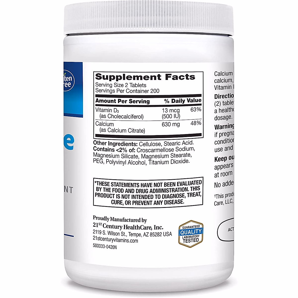 21st Century Calcium Citrate + D3, 400 Tablets Per Bottle (2 Pack)