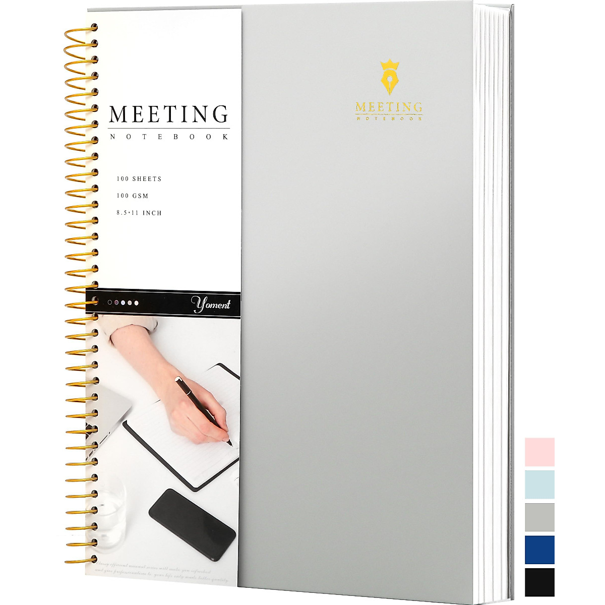 Meeting Notebook for Work with Action Items Hardcover Spiral Meeting Planner for Office Business Meeting Work Notes Notebooks for Note Taking Professional Meeting Notebooks for Men Women,Grey
