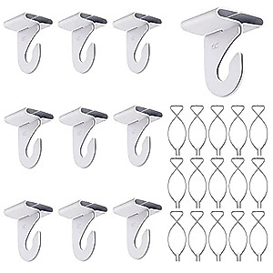 Gansita 25 Pair Suspended Aluminum Drop Ceiling Hooks, Metal T-Bar Track Clip, White Heavy Duty Ceiling Hooks, Drop Ceiling Clips Hanger Kit for Home Classroom Grid Office & Decorations