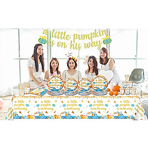 170Pcs A Little Pumpkin is On His Way Baby Shower Party Decorations Little Pumpkin Baby Shower Decorations Boy A Little Pumpkin is On The Way Baby Shower Boy Blue Pumpkin Baby Shower Decorations