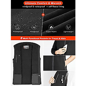 ECIFEE Men's Rechargeable Heated Windproof Lightweight Golf Vest Outerwear with Pockets, Softshell Vests with Battery for Running Hiking