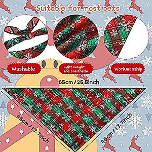 3 Pieces Dog Christmas Supplies Include 1 Christmas Bow Tie Collar 1 Pet Bandana Scarf and 1 Xmas Dog Hat for Small Medium Dogs and Cats Cats or Dogs (Red and Green,Adorable Pattern)