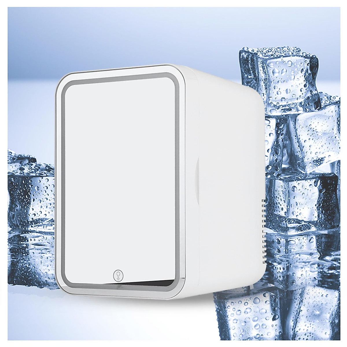 ROLTIN Mini Skincare Fridge, With Led Mirror, 8L Capacity Mini Mini Fridge, Chill Or Heat, Ac 220v, Dc 12v Mini Fridge For Room, For Bedroom, Office And Car,Pink (White)