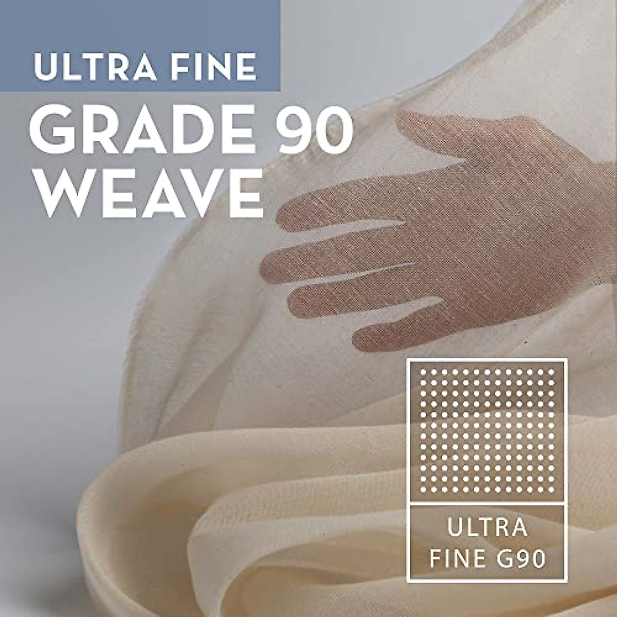 American Cotton Cheesecloth for Straining - 2 Pack Large 23" Precut Cheese Cloth Squares, Hemmed Muslin Fine Reusable Strainer