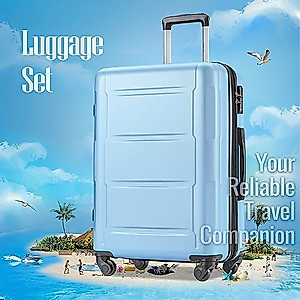 Merax Luggage Sets 2 piece Carry on Luggage Suitcase Sets of 2, Hard Case Luggage Expandable with Spinner Wheels (Baby Blue 2-Piece (20/24))