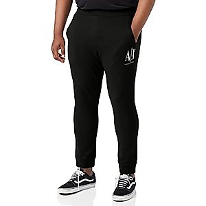 A|X ARMANI EXCHANGE mens Icon Project Embroidered Jogger Casual Pants, Black, Large US