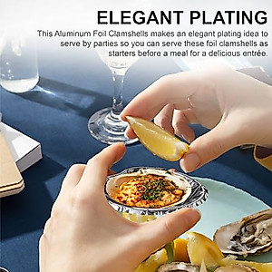 MT Products Aluminum Foil Clamshells - Pack of 50 Mini Pans for Baking Clam Shells - Disposable Pie Tins - Plate for Serving All Types of Clam Pies