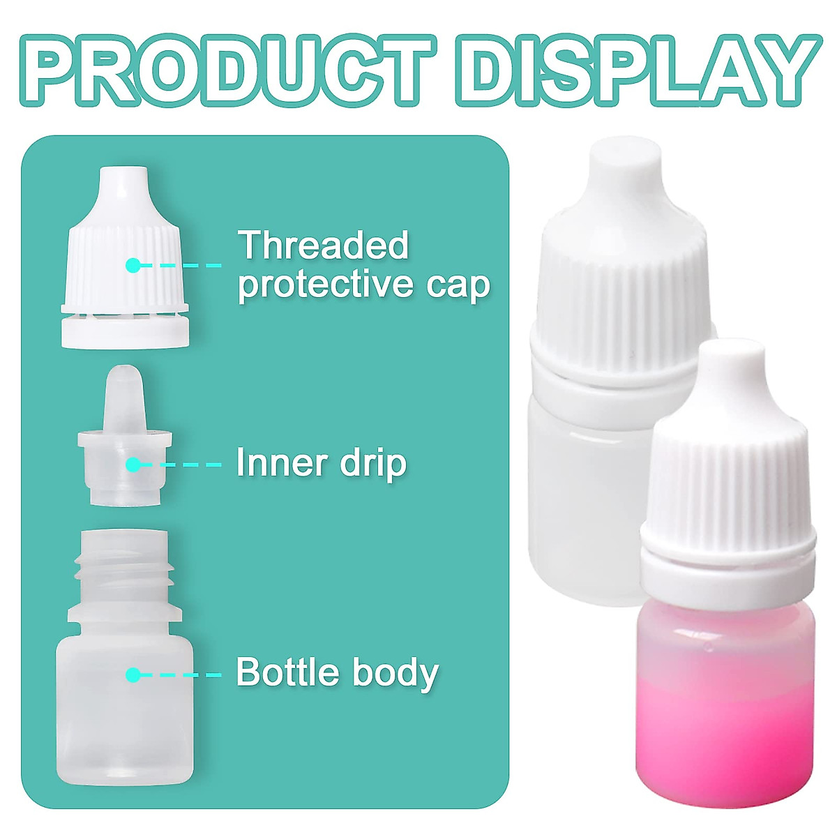 Ira Pollitt 60 Pack 2 ml Plastic Empty Dropper Bottles Squeezable Dropper Bottles Portable Drops Containers with Screw Cap and Plug for Home and Travel