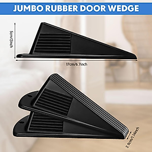 Frienda 4 Pcs Jumbo Door Stoppers for Floor Heavy Duty Stackable Door Stop TPR Large Door Wedge 2 Inch Rubber Door Stopper Wedge for Hotel Carpet Door Hardwood Concrete and Tile (Black)