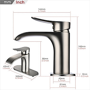 Kelelife Waterfall Style Bathroom Faucet, Black, 3/8-Inch Compression Threads, Single Hole, Ceramic Disc Valve, Drip-proof, Waterfall Design, Easy Installation