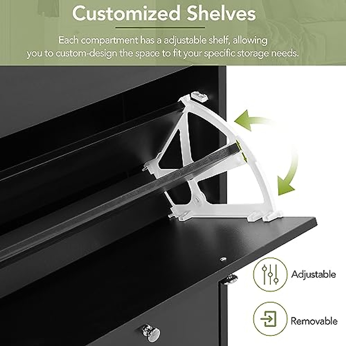 Goohome Narrow Design Shoe Cabinet with 3 Flip Drawers, Wood Grain Pattern Top Entryway Organizer with 3 Hooks, Free Standing Shoe Rack with Adjustable Panel, Modern Style Shoe Rack for Hallway