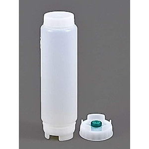 FIFO Squeeze Bottle Refillable 16 oz | Green Tip Small Valve Dispenser for Thin Condiments, Sauces, Batter and Dressing | Self Sealing No Drip No Hassle | (12 Pack)