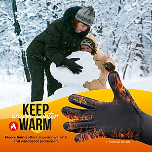Tmani Winter Gloves Women Men, Warm Thermal Running Touchscreen Men Lightweight Walking Anti-Slip for Skiing